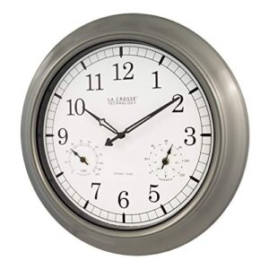 La Crosse Technology WT-3181PL-INT 18 inch Atomic Outdoor Clock with Temperature & Humidity