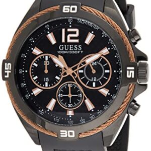 GUESS 45 mm Surge Copper Wire Sunray Textured Dial Silicone Strap W1168G3 Black One Size