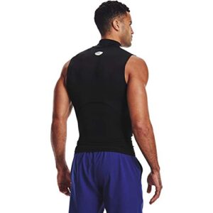 Under Armour Men's HeatGear Armour Compression Mock Sleeveless , Black (001)/White , Large