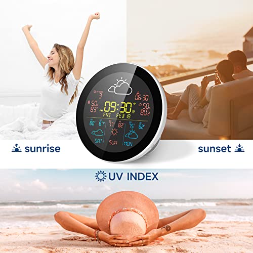 Dekala Weather Clock 3-Day Weather Forecast Weather Station Wireless Indoor Outdoor Thermometer Hygrometer Home Temperature Monitor Remote WiFi Temperature Sensor Humidity Gauge Atomic Alarm Clock