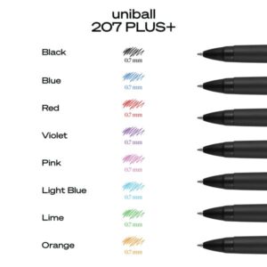 uni-ball 207 Plus+ Retractable Gel Pens 12 Pack in Blue with 0.7mm Medium Point Pen Tips - Uni-Super Ink+ is Smooth, Vibrant, and Protects Against Water, Fading, and Fraud