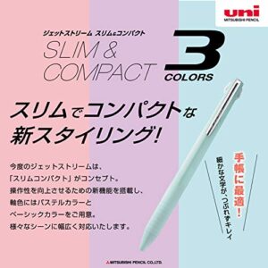 Uni Jetstream Slim Compact, 3 Colors Ballpoint Pen (Black, Red, Blue) 0.38mm, Mint Green Body (SXE3JSS38.31)