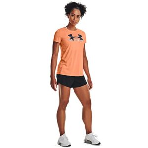 Under Armour Women's Standard Tech Solid Script Short Sleeve T-Shirt, (906) Orange Tropic/Downpour Gray/White, Medium