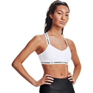 under armour women’s crossback low bra , white (100)/black , medium