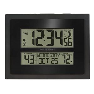 la crosse technology 513-75624-int digital atomic clock with outdoor temperature and moon phase,black