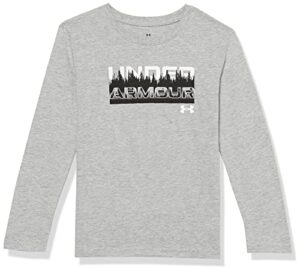 under armour boys’ outdoor long sleeve tee, stylish crew neckline, cute full fit, mod gray tree, 5