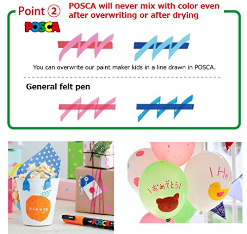 Uni POSCA Paint Marker Pen - Fine Point - Non Alcohol - Odorless Water Resistant Maker - Set of 24 (PC-3M15C & PC-3M7C & Gold & Silver) with Original Vinyl case