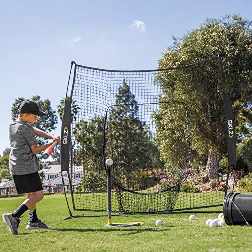 SKLZ Portable Baseball and Softball Hitting Net with Vault, Black, 7 x 7 feet