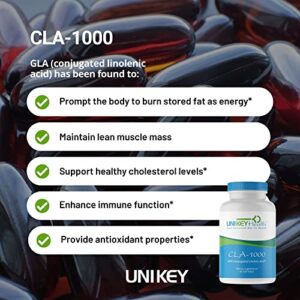 Uni Key Health CLA-1000 | Naturally Supports Healthy Weight Management | 800 mg Conjugated Linoleic Acid | 90 Servings