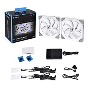 lian li uni fan sl140 rgb x2 140mm revolutionized daisy-chain argb fan – white (one controller included)