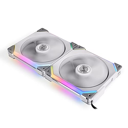 Lian Li UNI Fan SL140 RGB x2 140mm Revolutionized Daisy-Chain ARGB Fan - White (one Controller Included)