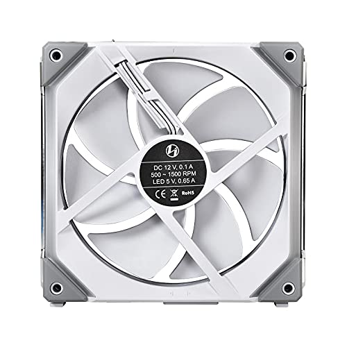 Lian Li UNI Fan SL140 RGB x2 140mm Revolutionized Daisy-Chain ARGB Fan - White (one Controller Included)