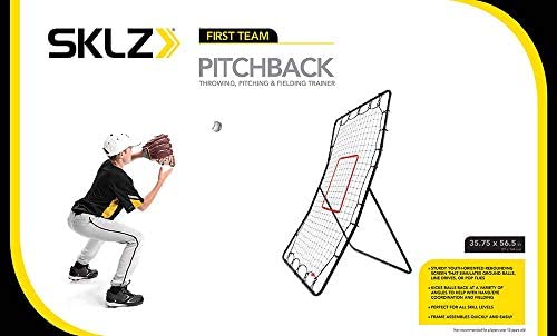 SKLZ PitchBack Baseball and Softball Pitching Net and Rebounder, Black/Red, 2' 9" x 4' 8"