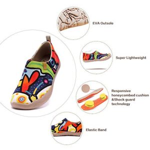 UIN Women's Flats Canvas Lightweight Slip Ons Sneakers Walking Casual Art Painted Travel Shoes Secret Garden (9)