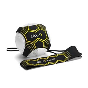 sklz star-kick hands-free adjustable solo soccer trainer – fits ball sizes 3, 4, and 5 (black)