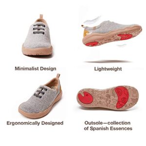 UIN Women's Walking Shoes Slip On Wool Lace-up Casual Lightweight Comfort Fashion Sneaker Segovia Light Grey (9.5)