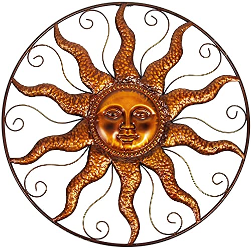 Metal Wall Art Sun Wall Decor Indoor Outdoor Sun Wall Art Patio Decor Large Garden Wall Art 24 inches