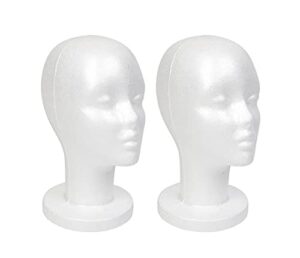 studio limited white foam mannequin head display, styrofoam wig head (2 pack)