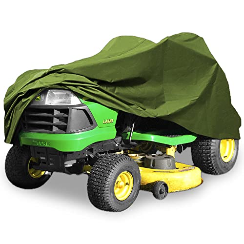 North East Harbor NEH Deluxe Riding Lawn Mower Tractor Cover Fits Decks up to 62" - Green - 190T Polyester Taffeta PA Coated Water and Sunray Resistant Storage Cover - 82" L x 50" W x 47" H