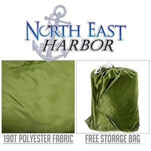 North East Harbor NEH Deluxe Riding Lawn Mower Tractor Cover Fits Decks up to 62" - Green - 190T Polyester Taffeta PA Coated Water and Sunray Resistant Storage Cover - 82" L x 50" W x 47" H