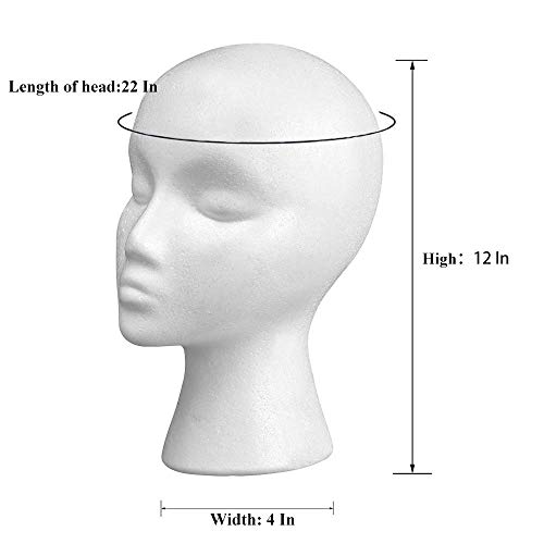 11" 3 Pcs Wig Head - Tall Female Foam Mannequin Wig Stand and Holder for Style, Model And Display Hair, Hats and Hairpieces, Mask - for Home, Salon and Travel