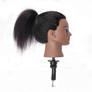 Hairingrid Mannequin Head 14" 100% Real Hair Hairdresser Cosmetology Mannequin Manikin Training Head Hair and Free Clamp Holder (14 Inch)