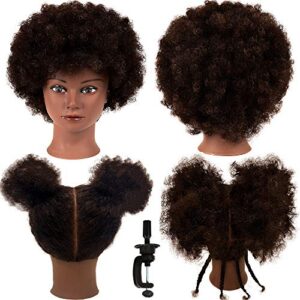 african mannequin head with 100% human hair mannequin head curly cosmetology manican mannequins heads with stand for display practice braiding styling training head hair styling