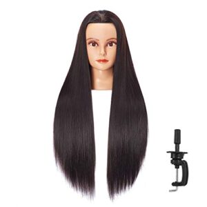 hairlink 26-28” mannequin head synthetic fiber long hair styling training head dolls for cosmetology manikin maniquins practice head with clamp stand holder (6611lb0220)