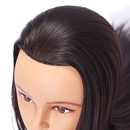 Hairlink 26-28'' Mannequin Head Synthetic Fiber Long Hair Styling Training Head Dolls for Cosmetology Manikin Maniquins Practice Head with Clamp Stand Holder (6611LB0220)