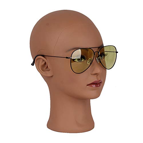 HAIR WAY Bald Mannequin Head Female Professional Cosmetology Head Make up Doll Head for Wig Making, Displaying, Eyeglasses, Hair with T-pins (Dark Brown)