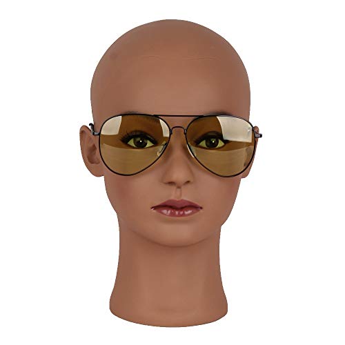 HAIR WAY Bald Mannequin Head Female Professional Cosmetology Head Make up Doll Head for Wig Making, Displaying, Eyeglasses, Hair with T-pins (Dark Brown)