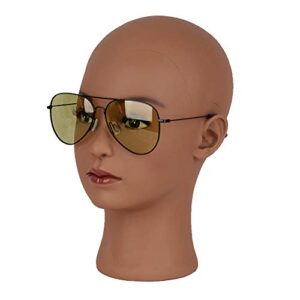 HAIR WAY Bald Mannequin Head Female Professional Cosmetology Head Make up Doll Head for Wig Making, Displaying, Eyeglasses, Hair with T-pins (Dark Brown)