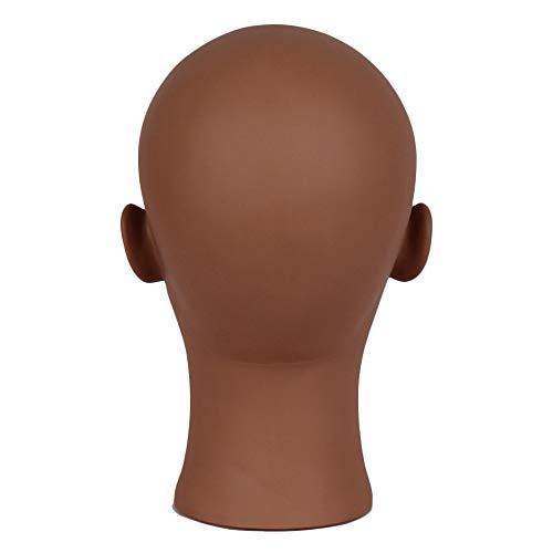 HAIR WAY Bald Mannequin Head Female Professional Cosmetology Head Make up Doll Head for Wig Making, Displaying, Eyeglasses, Hair with T-pins (Dark Brown)