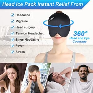 ComfiTECH Migraine Ice Head Wrap, Headache Relief Hat for Migraine Cap for Tension Puffy Eyes Migraine Relief Cap for Sinus Headache and Stress Relief Cold Compress (Medium Black)