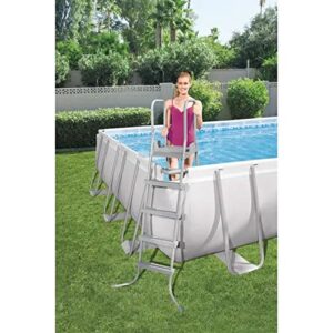 Bestway Power Steel 24' x 12' x 52" Rectangular Metal Frame Above Ground Swimming Pool Set with 1500 GPH Sand Filter Pump, Ladder, and Pool Cover