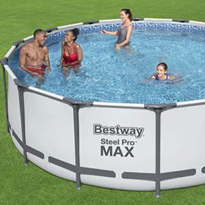 Bestway Steel Pro MAX 14 Foot x 48 Inch Round Metal Frame Above Ground Outdoor Swimming Pool Set with 1,000 Filter Pump, Ladder, and Cover……