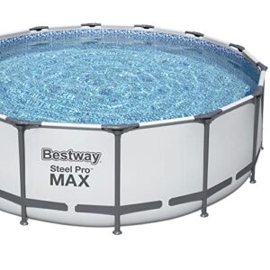 Bestway Steel Pro MAX 14 Foot x 48 Inch Round Metal Frame Above Ground Outdoor Swimming Pool Set with 1,000 Filter Pump, Ladder, and Cover……