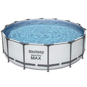 Bestway Steel Pro MAX 14 Foot x 48 Inch Round Metal Frame Above Ground Outdoor Swimming Pool Set with 1,000 Filter Pump, Ladder, and Cover……