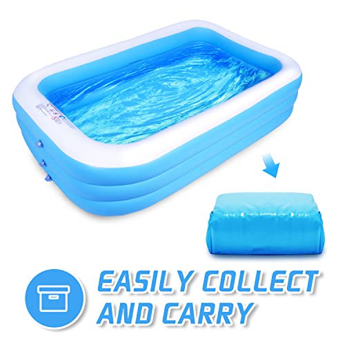 Inflatable Portable Swimming Pool Family Full Size Blow Up Kiddie Pool Play Center 120" X 72" X 22", Suitable for Kids Children and Adults Family Pools for Garden Backyard Summer Pool Party