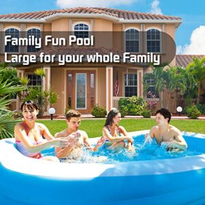 Inflatable Portable Swimming Pool Family Full Size Blow Up Kiddie Pool Play Center 120" X 72" X 22", Suitable for Kids Children and Adults Family Pools for Garden Backyard Summer Pool Party