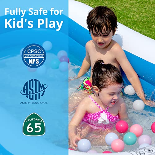 AKASO Inflatable Swimming Pools, 118" X 71" X 22" Blow Up Swimming Pools for Kids, Adults, Children, Toddlers, Full-Sized Inflatable Kiddie Pools Wear-Resistant, Garden, Backyard Water Party