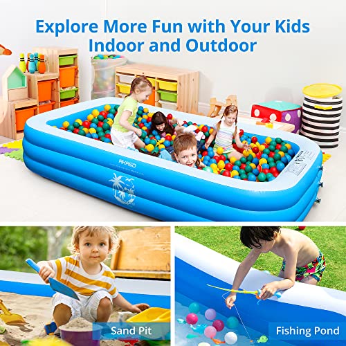 AKASO Inflatable Swimming Pools, 118" X 71" X 22" Blow Up Swimming Pools for Kids, Adults, Children, Toddlers, Full-Sized Inflatable Kiddie Pools Wear-Resistant, Garden, Backyard Water Party