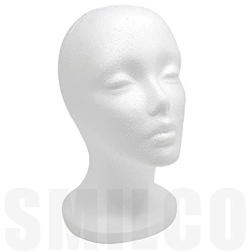 12" 3 Pcs Foam Wig Head - Tall Female Foam Mannequin Wig Stand and Holder for Style, Model And Display Hair, Hats and Hairpieces, Mask - for Home, Salon and Travel