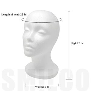 12" 3 Pcs Foam Wig Head - Tall Female Foam Mannequin Wig Stand and Holder for Style, Model And Display Hair, Hats and Hairpieces, Mask - for Home, Salon and Travel