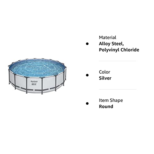 Bestway Steel Pro MAX 16 Foot x 48 Inch Round Metal Frame Above Ground Outdoor Swimming Pool Set with 1,000 Filter Pump, Ladder, and Cover