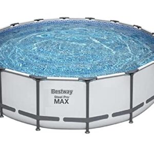 Bestway Steel Pro MAX 16 Foot x 48 Inch Round Metal Frame Above Ground Outdoor Swimming Pool Set with 1,000 Filter Pump, Ladder, and Cover