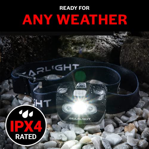 GearLight LED Head Lamp - Pack of 2 Outdoor Flashlight Headlamps w/Adjustable Headband for Adults and Kids - Hiking & Camping Gear Essentials - S500