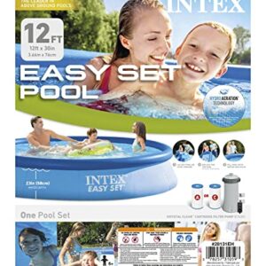 INTEX 28131EH Easy Set 12 Feet x 30 Inch Inflatable Puncture Resistant Above Ground Swimming Pool|Cartridge Filter Pump Included