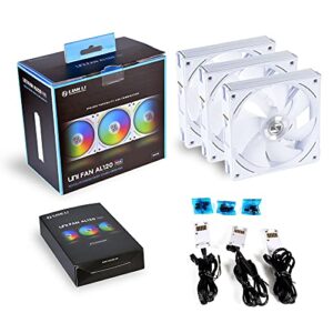 lian li uni fan al al120 rgb daisy chain argb 120mm uf-al120-3w white x3