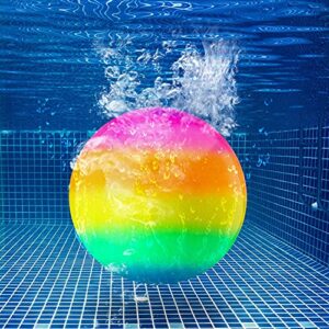 hiboom swimming pool balls underwater | pool diving toys ball with water filling adapter | cool exercise toys that can bounce under water, swimming gifts for kids, adults, family (rainbow style)